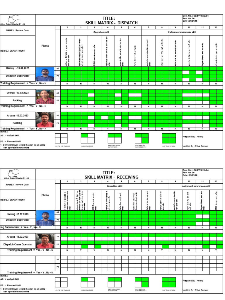 Skill Matrix (M+Q+P) CLB 2023 | PDF