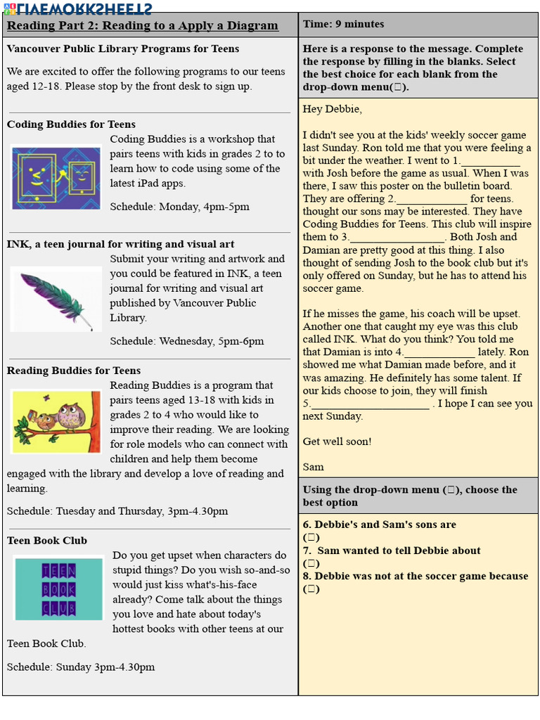 CELPIP Reading to Apply a Diagram | PDF CELPIP Reading to Apply a Diagram | PDF