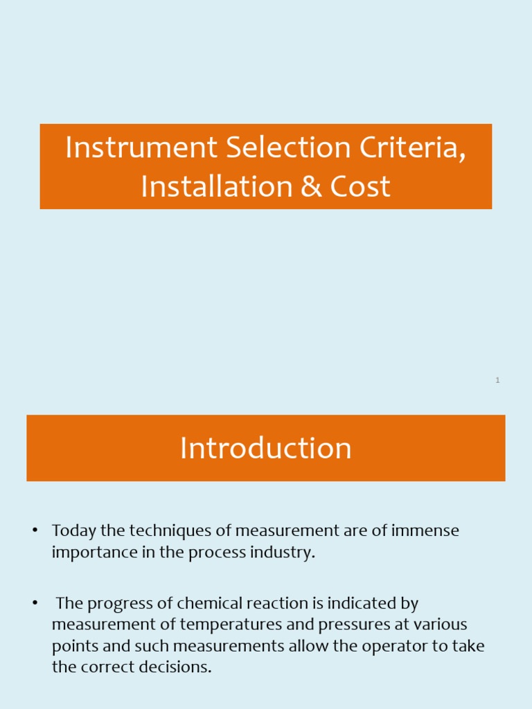 Instrument Selection Criteria Guide | PDF | Flow Measurement | Valve