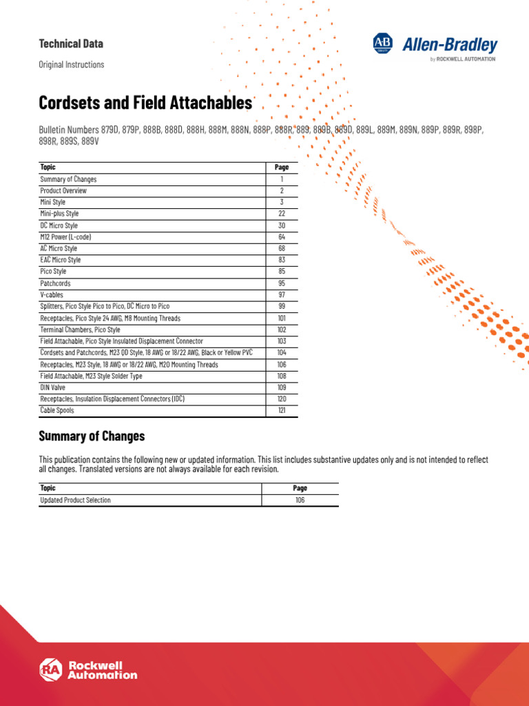 Cordsets and Field Attachables: Technical Data | PDF | Electrical Connector | Ac Power Plugs And ...