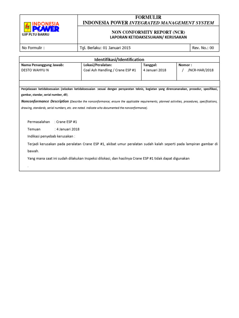 Nonconformance Report (NCR) Form | PDF