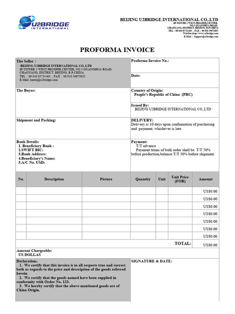 模板：形式发票 Proforma Invoice | PDF | Invoice | Pro Forma