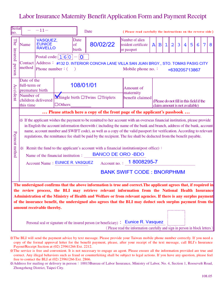 Bli - Mat.form. Sample | PDF | Childbirth | Pregnancy