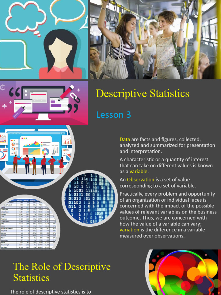 Lesson 3 Descriptive Statistics | PDF | Statistics | Data