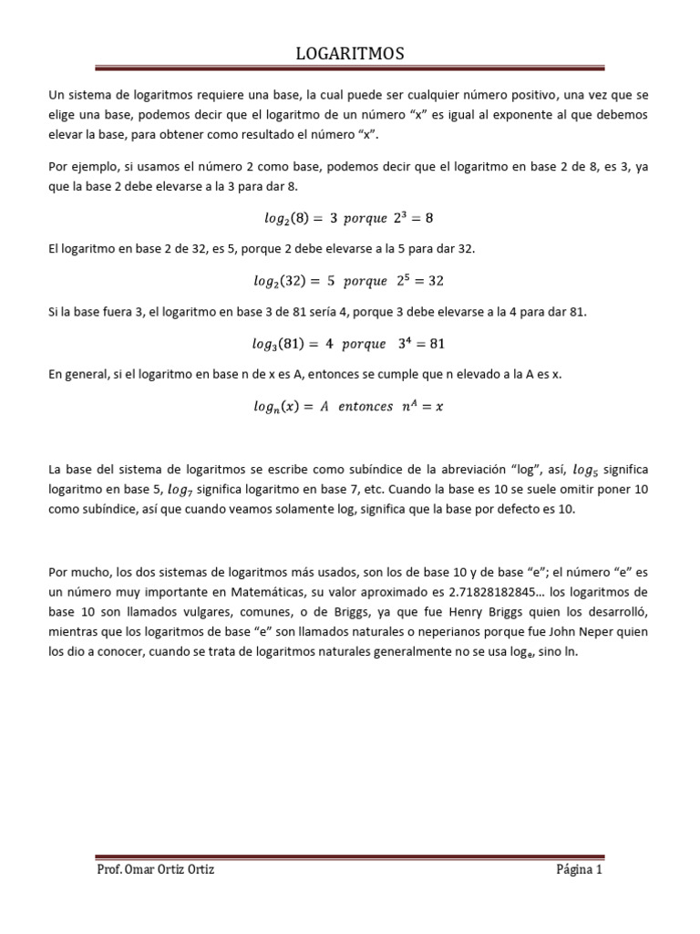 LOGARITMOS | PDF | Logaritmo | División (Matemáticas)