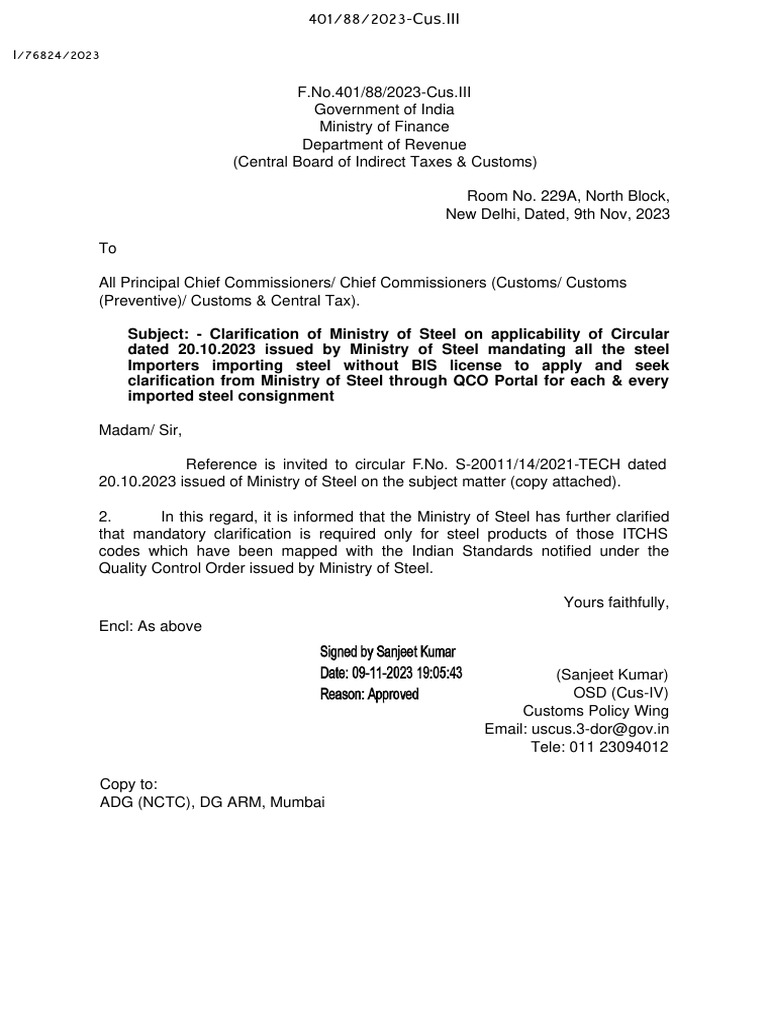 Clarification Letter DT 09.11.2023 To Field Formations | PDF