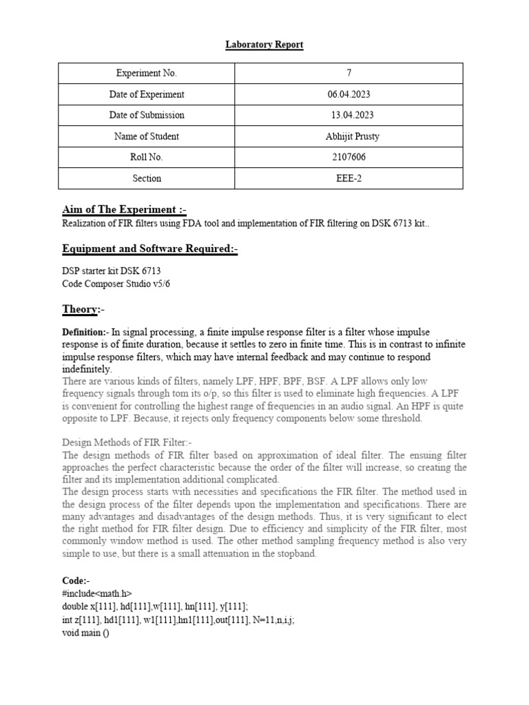 DSP 7 | PDF | Filter (Signal Processing) | Digital Signal Processing