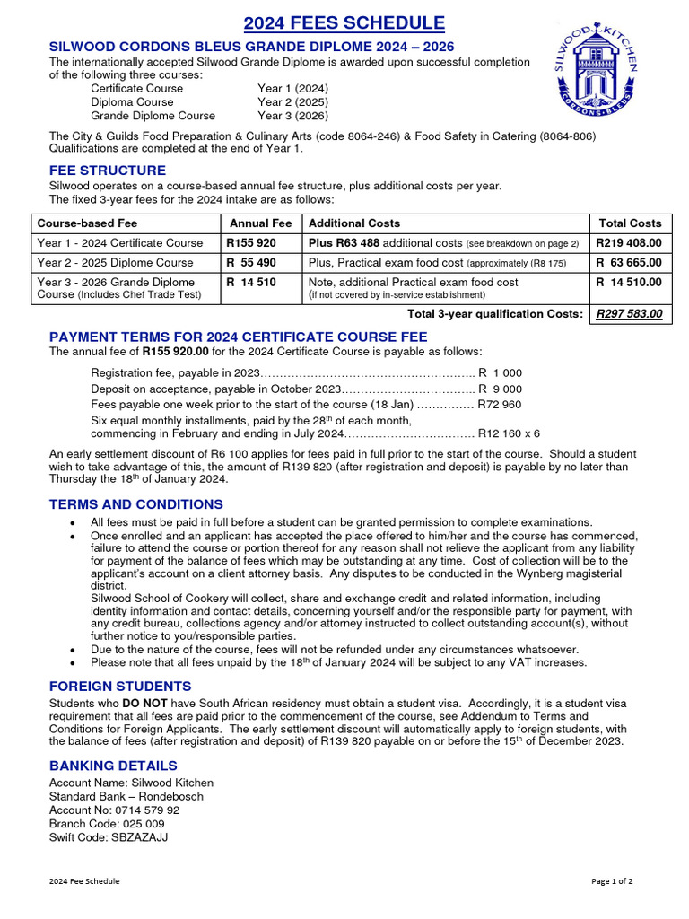 2024 Certificate Course Fee Schedule | PDF | Diploma | Fee