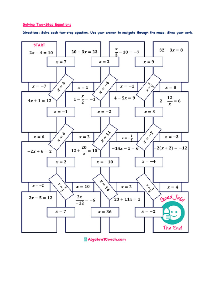 2 2 Solving Two Step Equations Maze Activity | PDF | Teaching Methods ...