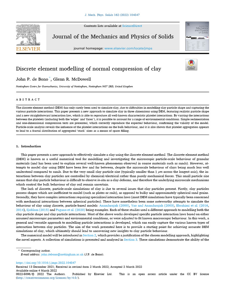 McDowell 2020 DEM On Clay | PDF | Applied And Interdisciplinary Physics ...