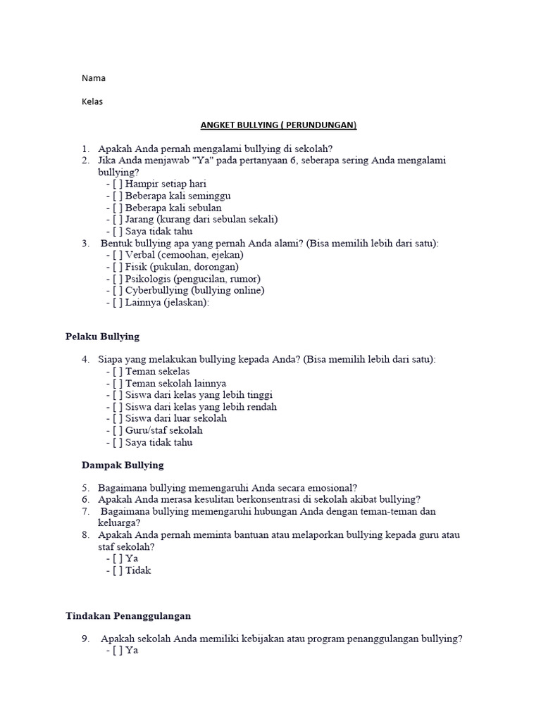 Angket Bullying | PDF