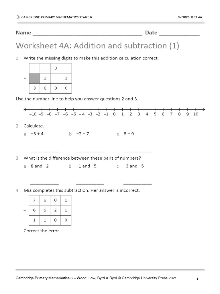 Prim Maths 6 2ed TR Diff Ws 4a | PDF