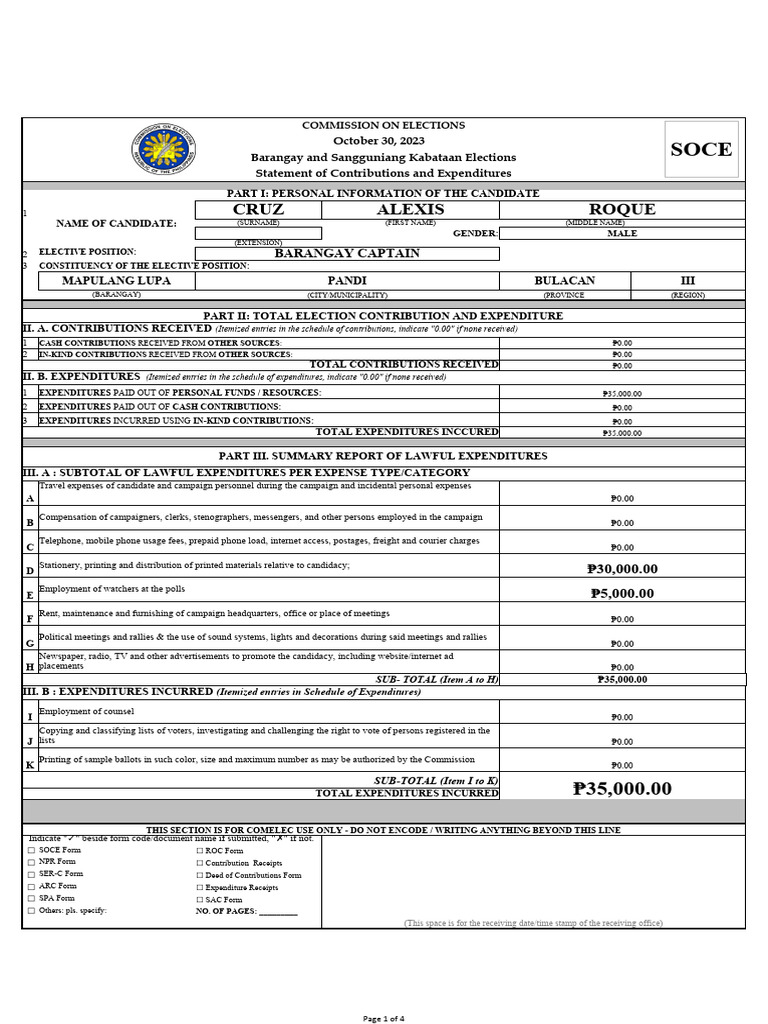 KAPITAN-ALEX-SOCE-2023 | PDF
