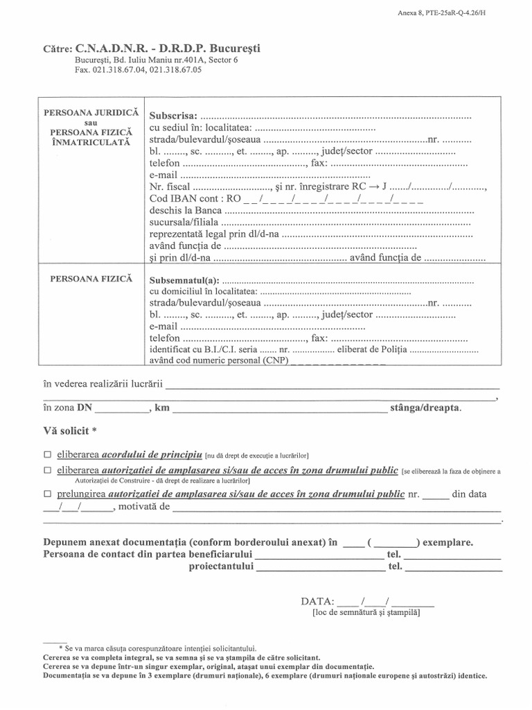 CNAIR Bucuresti - Cerere Aviz de Amplasament | PDF