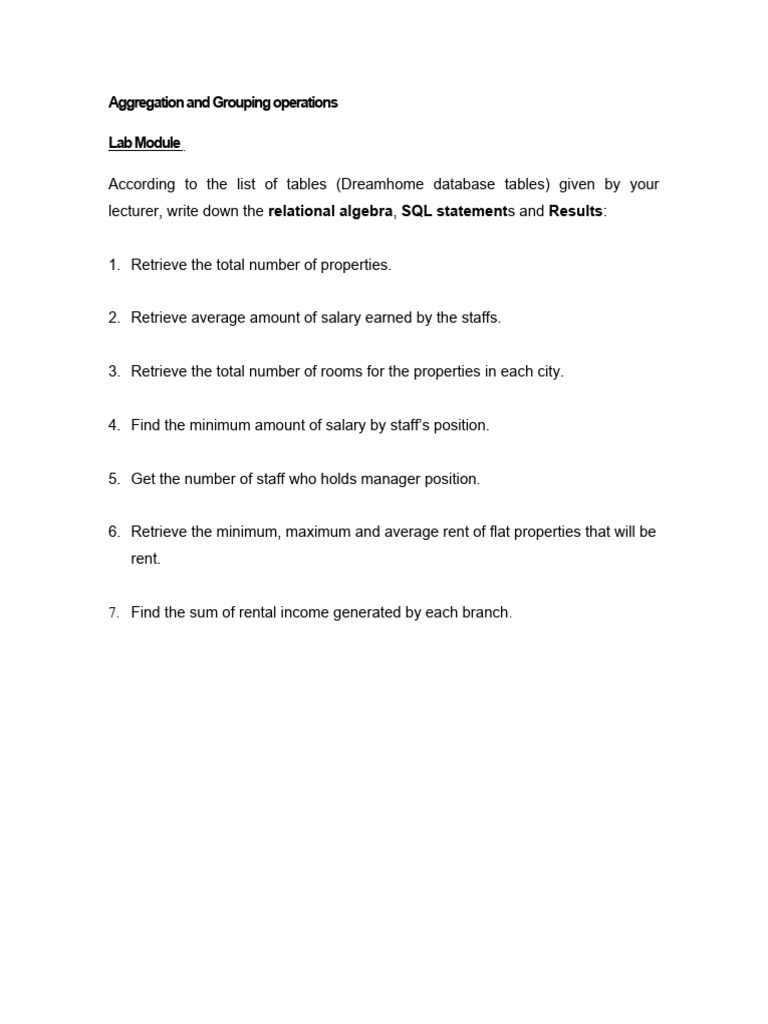 Aggregate Functions Grouping - Question | PDF