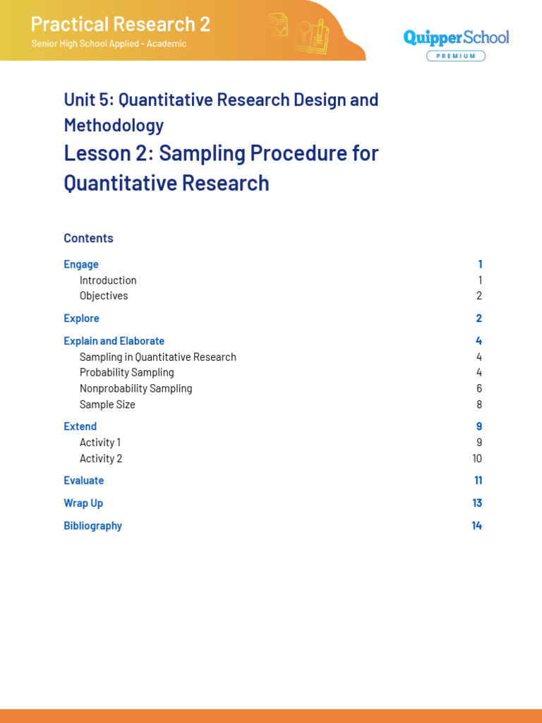 Sampling Procedures in Quantitative Research | PDF | Sampling ...