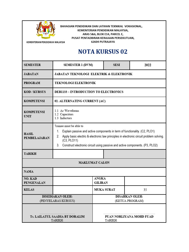 Nota Kuliah 2 Alternating Current (Ac) | PDF