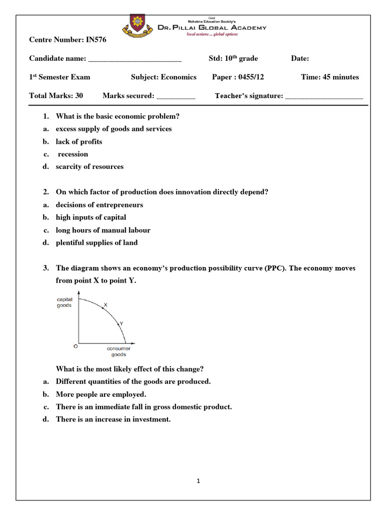 GR 10 Eco 1st Term | PDF | Inflation | Taxes