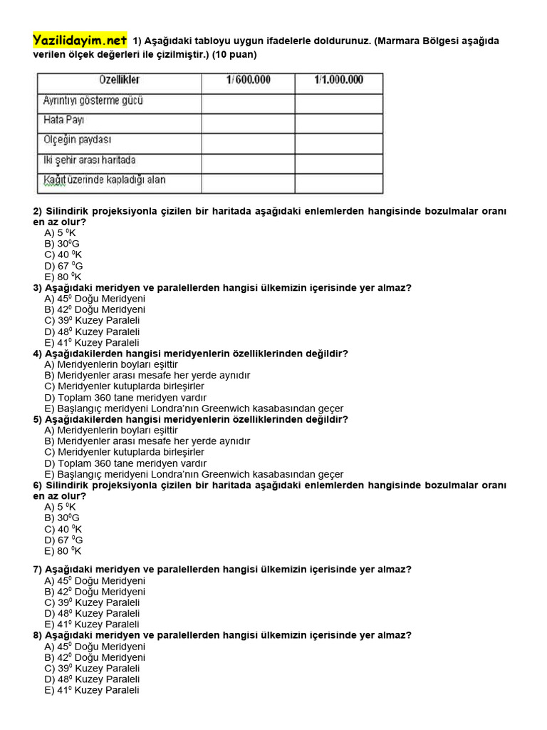 Cografya 9 Sinif 1 Donem 1 | PDF