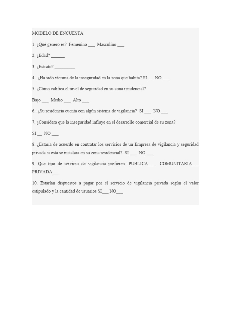 Modelo de Encuesta | PDF
