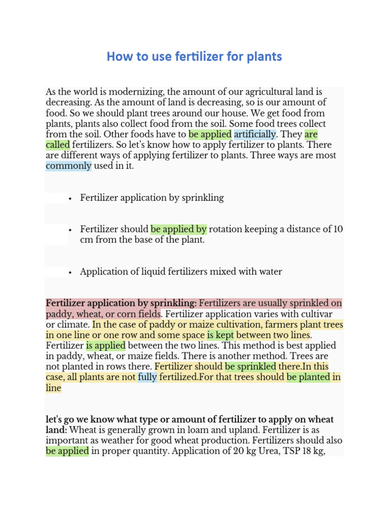 How To Use Fertilizer For Plants | PDF | Fertilizer | Manure