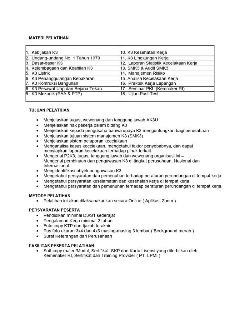 MATERI PELATIHAN K3 Umum | PDF | Komputer