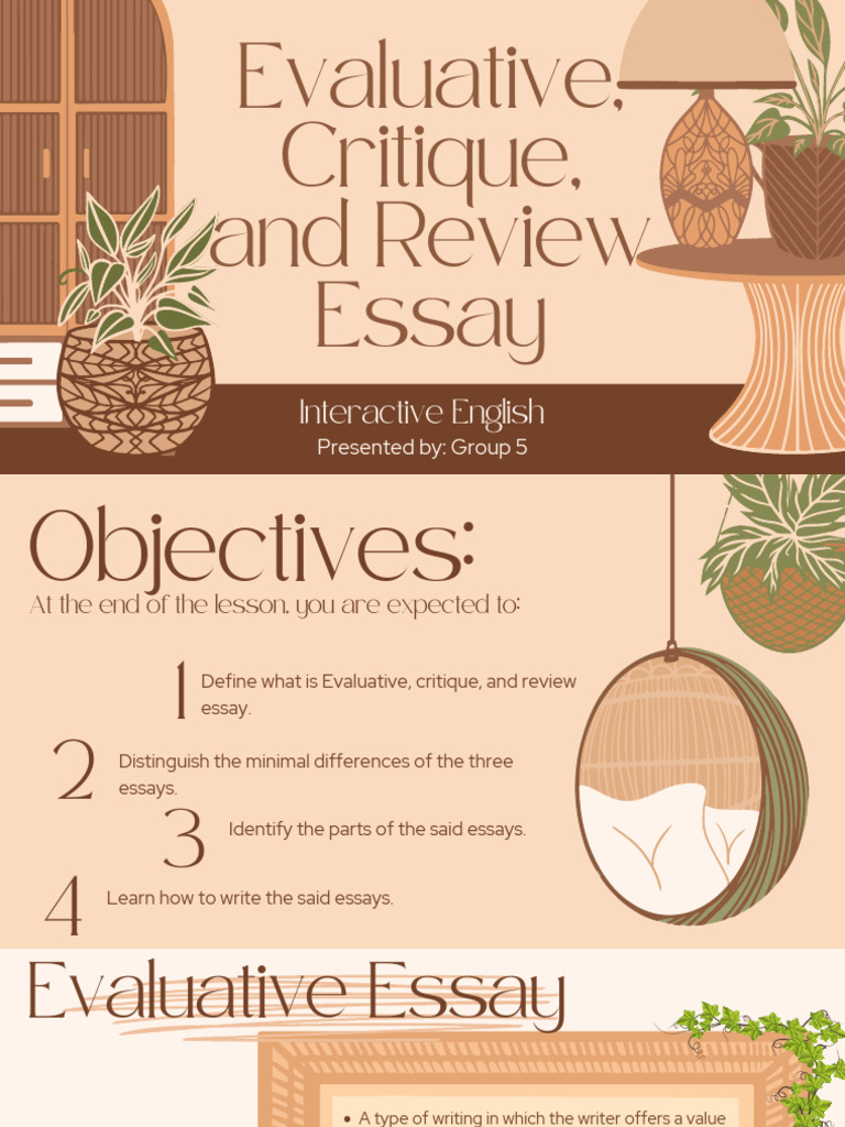 Evaluative Critique and Review Essay GROUP 5 | PDF | Essays | Evaluation