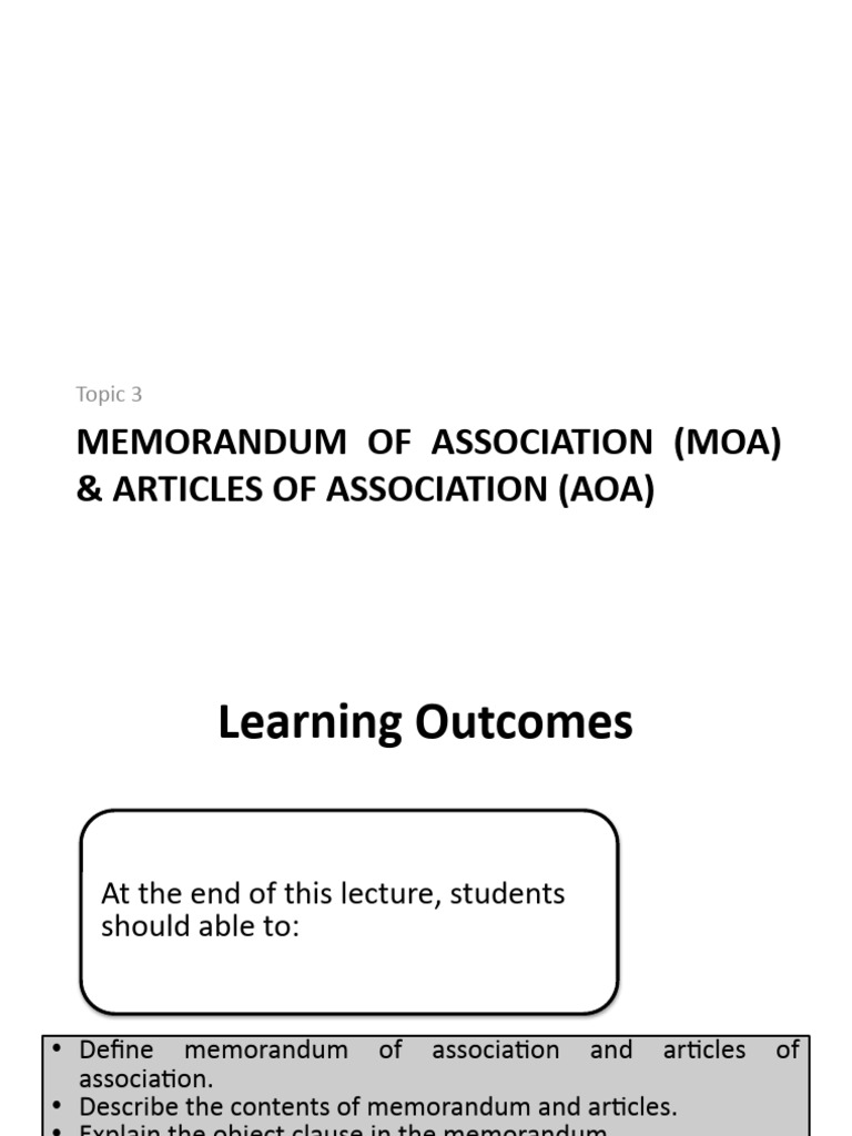 Topic 3 - MoA & AoA (Student Copy) | PDF | Business | Common Law