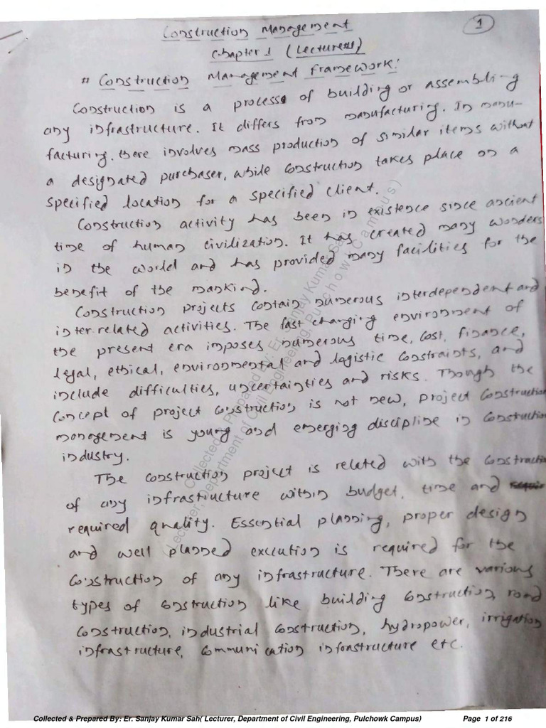 Construction Management Note | PDF