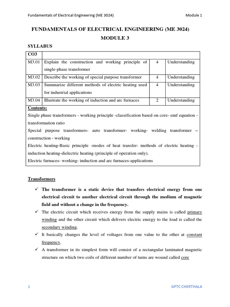 Electrical Engineering: Transformers & Heating | PDF | Transformer | Electromagnetic Induction