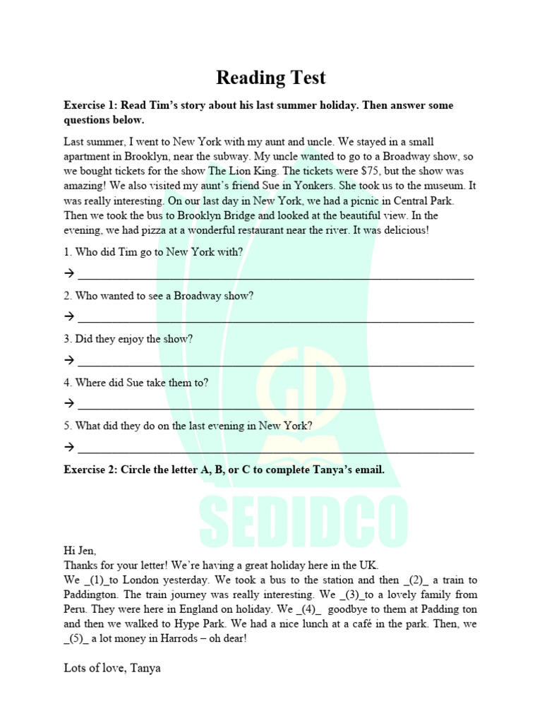 Friends Global 10 - Unit 1 - Reading Test | PDF