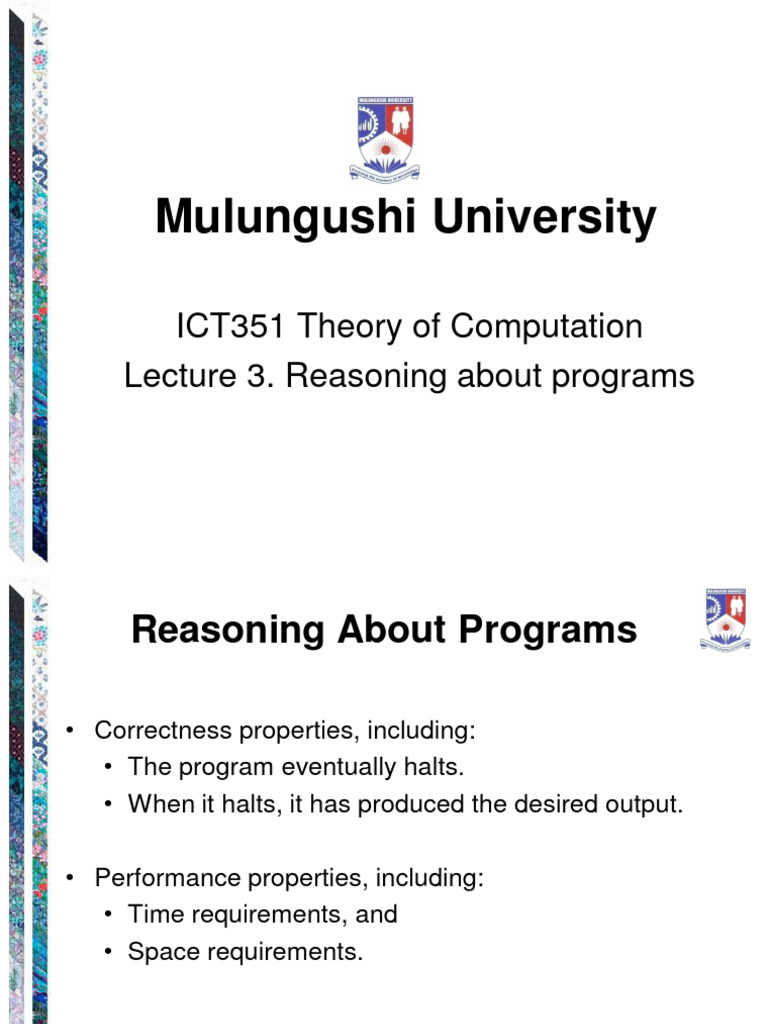 Ict351 3 Reasoning About Programs | PDF | Algorithms And Data Structures | Mathematics