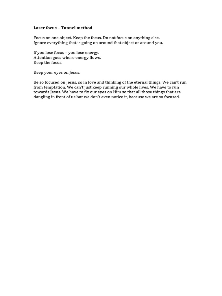 Laser Focus - Tunnel Method | PDF