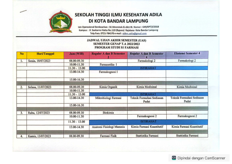 Jadwal UAS - 1 | PDF