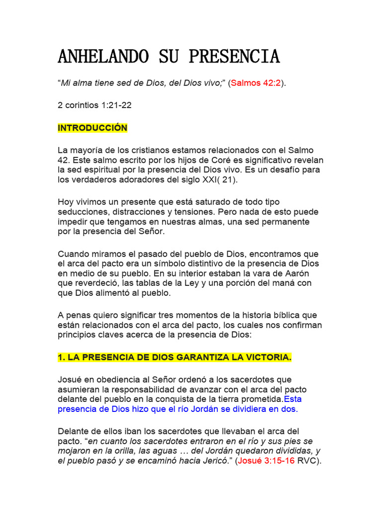 Anhelando Su Presencia | PDF | Arca de la Alianza | David
