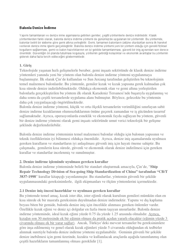 Balonla Denize İndirme | PDF