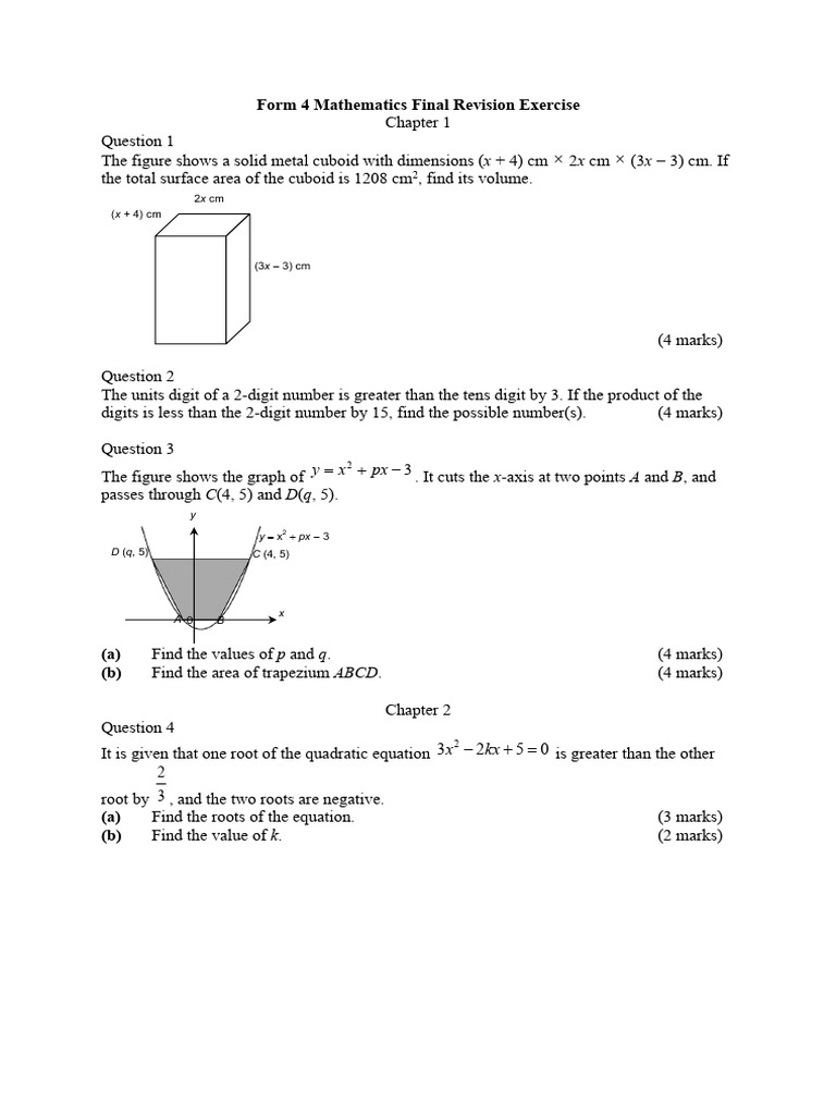 Revision Exercise Question Pdf Logarithm Cartesian Coordinate System