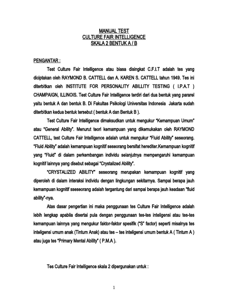 Manual Test Cfit | PDF