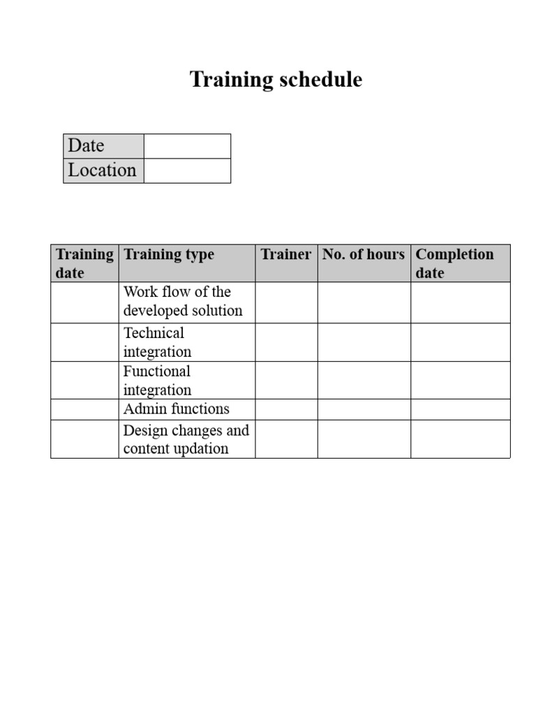Training Schedule | PDF