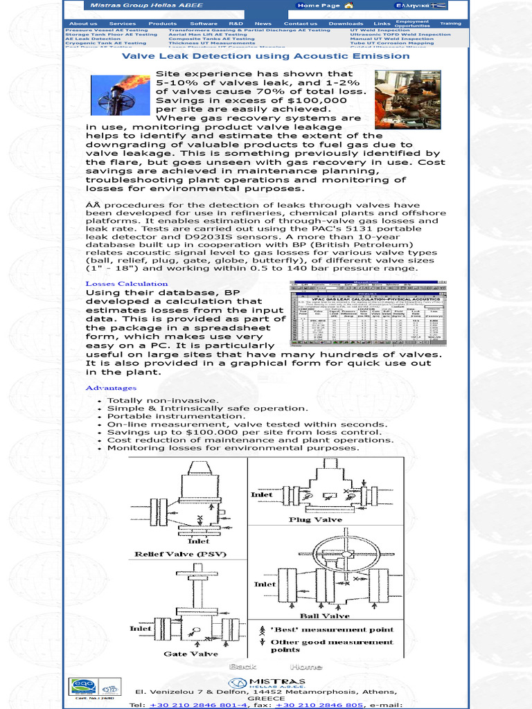 Valve Leak Detection Using Acoustic Emission | Download Free PDF | Leak | Valve