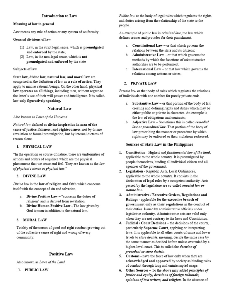 Introduction To Law | PDF | Precedent | Common Law