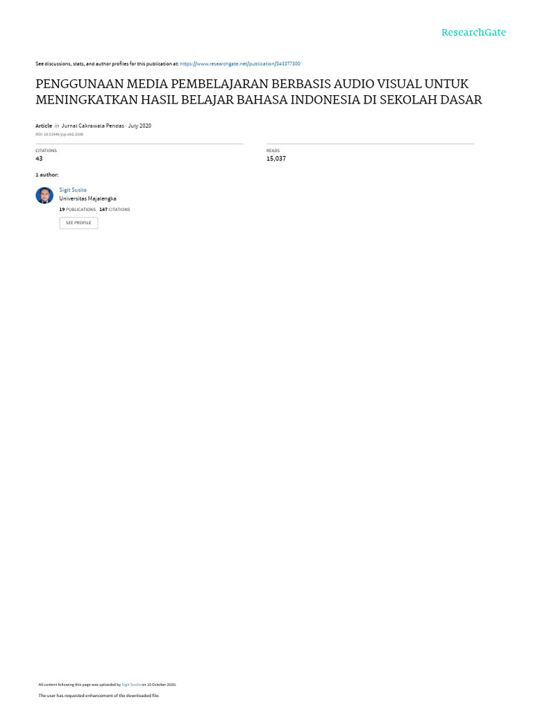 Penggunaan Media Pembelajaran Berbasis Audio Visua | PDF Penggunaan Media Pembelajaran Berbasis Audio Visua | PDF