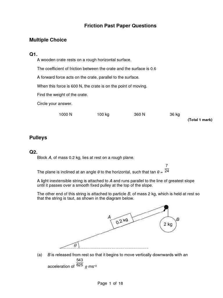 Friction PPQs | PDF | Force | Friction