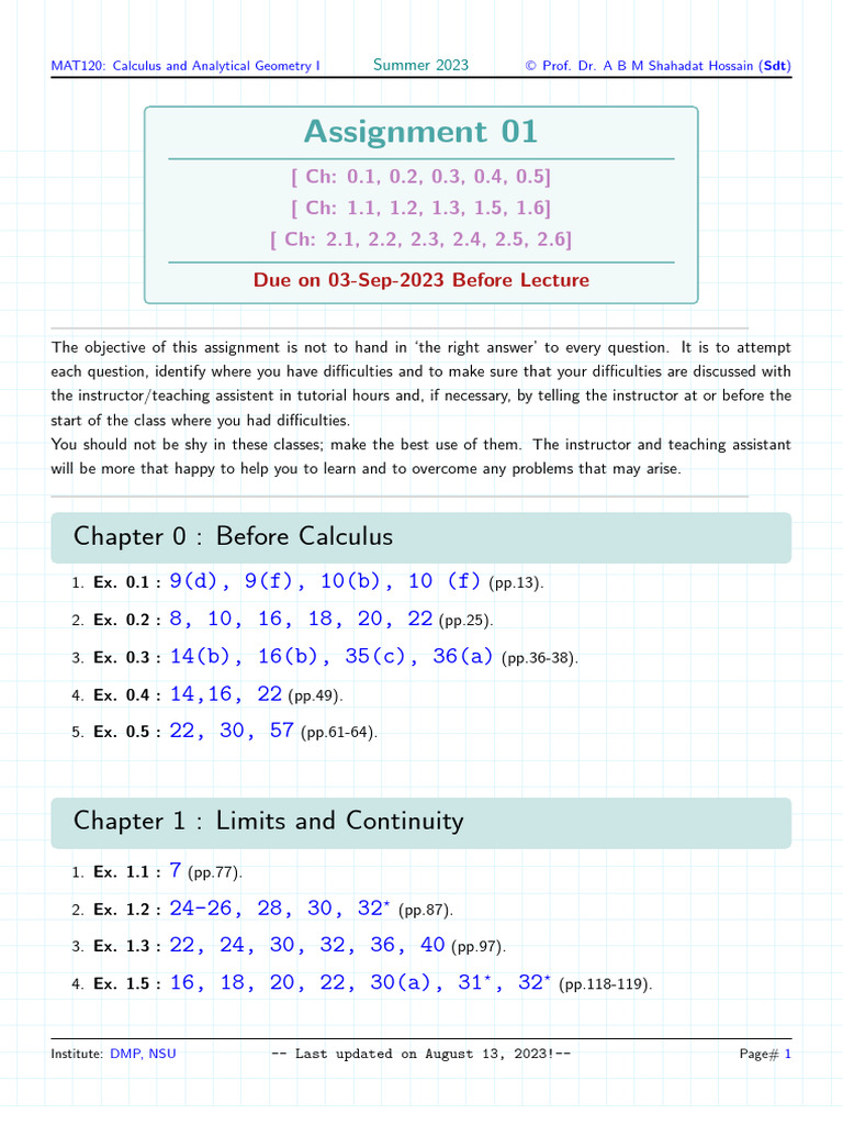 MAT120 Assignment01 Summer2023 | PDF | Mathematics