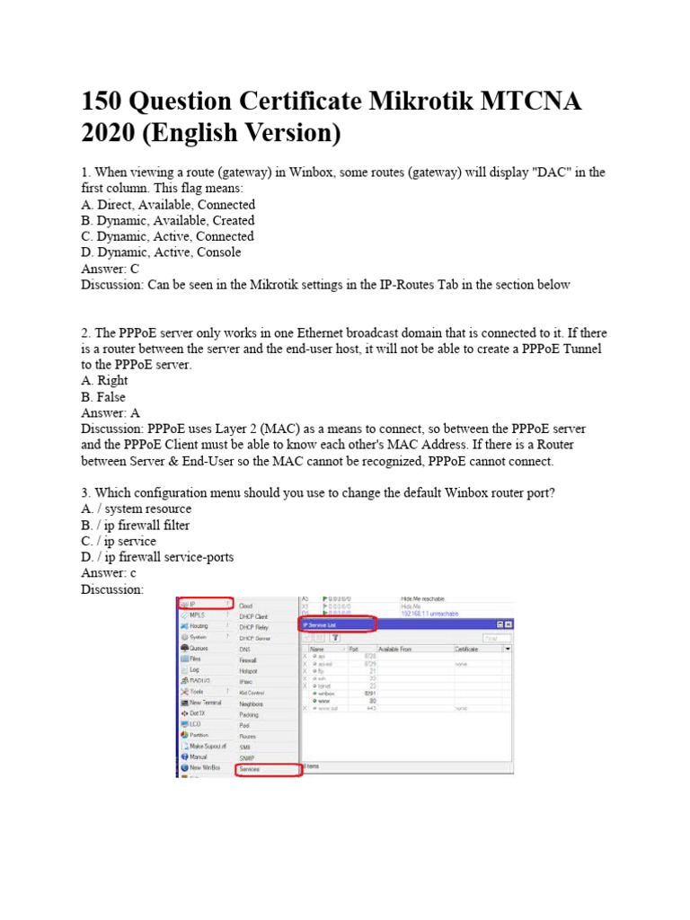 Question Certificate Mikrotik MTCNA 2020 | Download Free PDF | Ip ... Question Certificate Mikrotik MTCNA 2020 | Download Free PDF | Ip ...