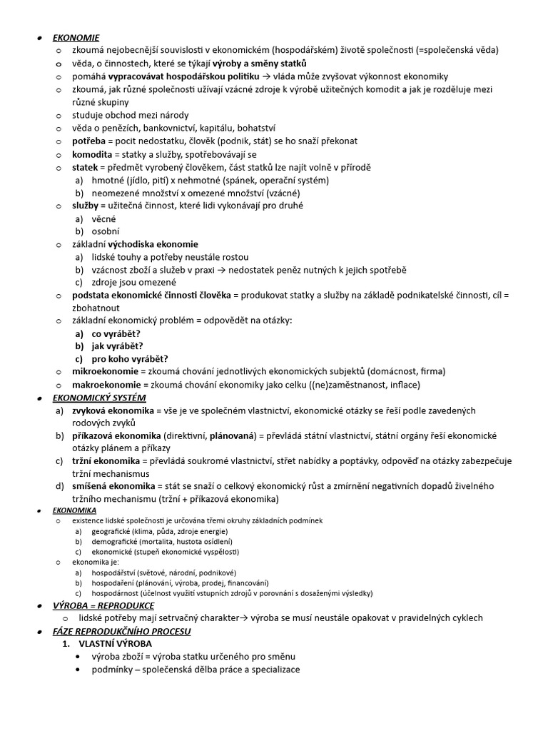 Ekonomie A Ekonomika | PDF