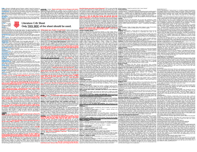 Crib Sheet Final | PDF | Julius Caesar | Mark Antony