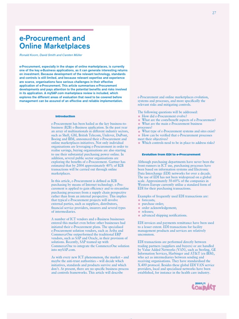 E - Procurement System | PDF | Electronic Data Interchange | Computer ...
