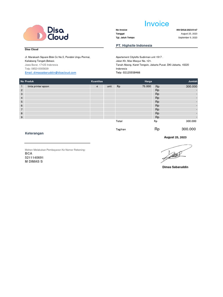 Nota Pembelian Tinta Printer Epson | PDF