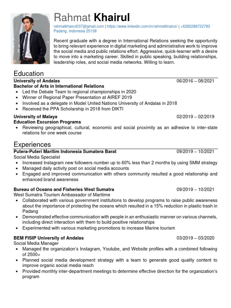 Rahmat Khairul Resume | PDF | Business | Mass Media